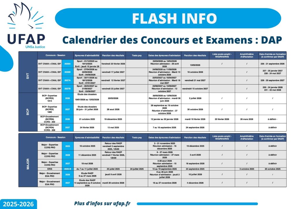 Calendriers Prévisionnels des Concours et Examens DAP(et ...