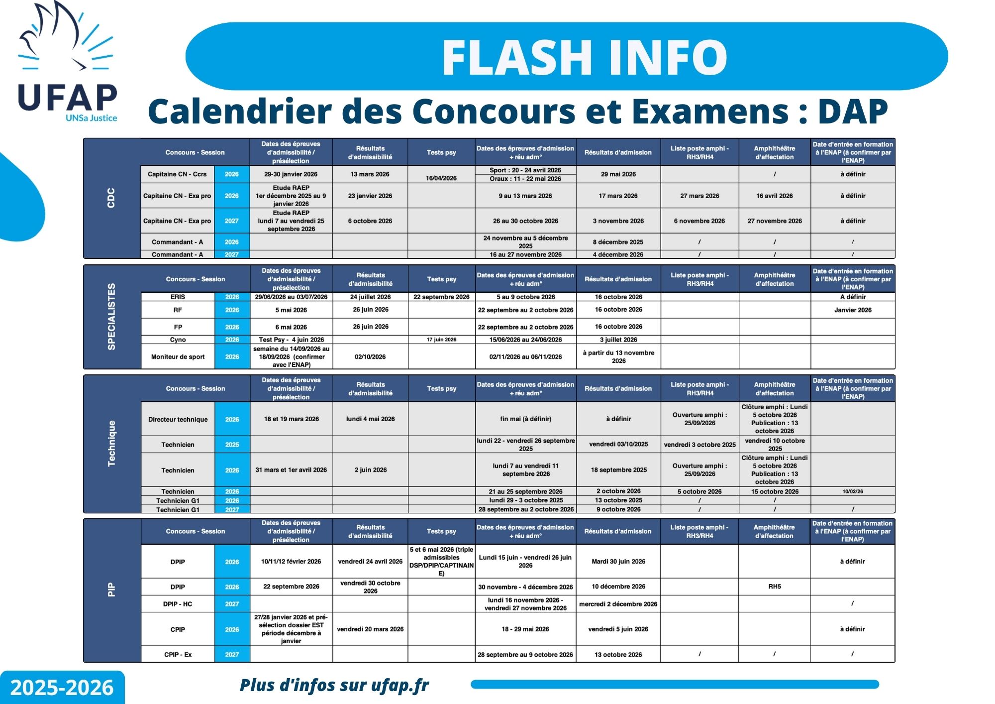 Calendriers Prévisionnels des Concours et Examens DAP(et ...